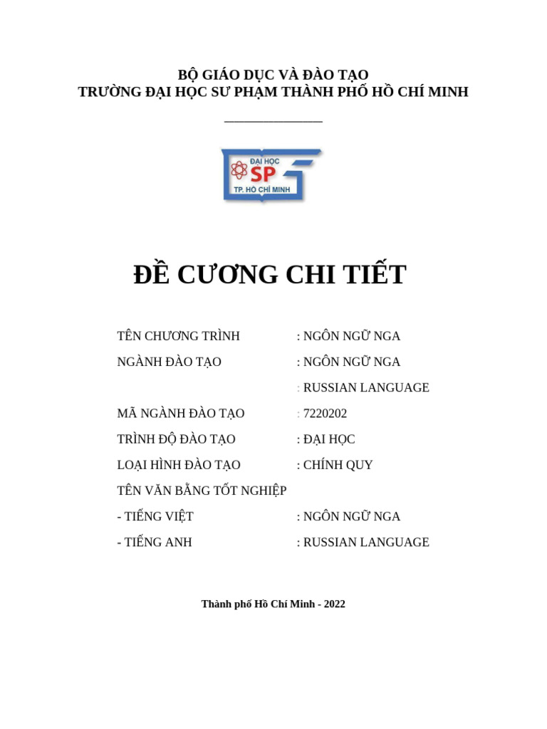 ĐCCT Ngôn NG Nga 2022 | PDF