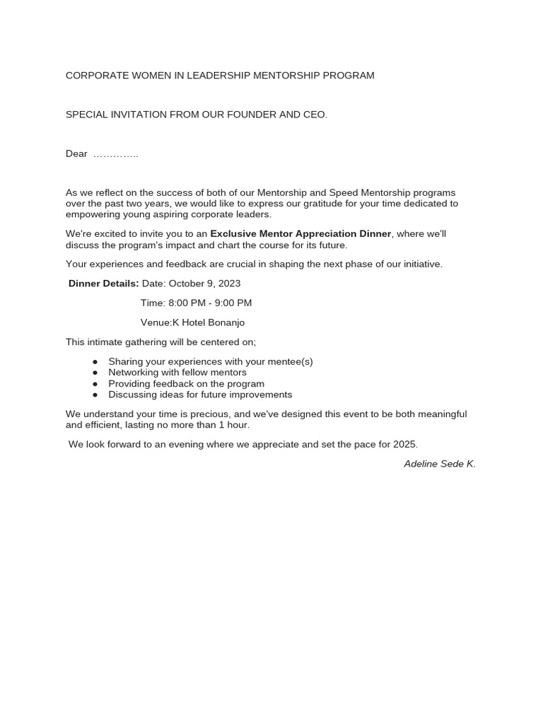 Invitation Mentor | PDF | Career & Growth | Business