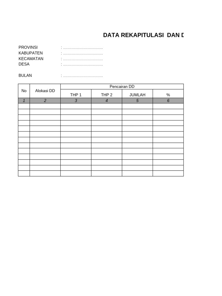 1b. Form Rekap Dana Desa | PDF