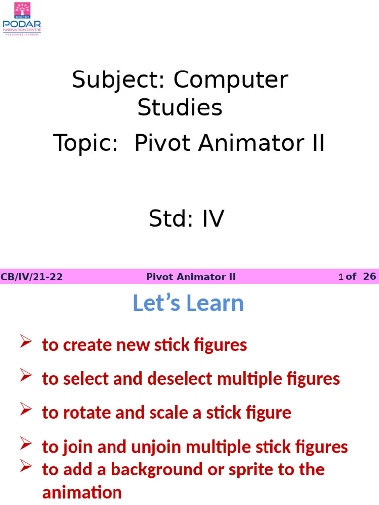 CBSE IV Computer Studies Pivot Animator II | PDF | Computing | Software