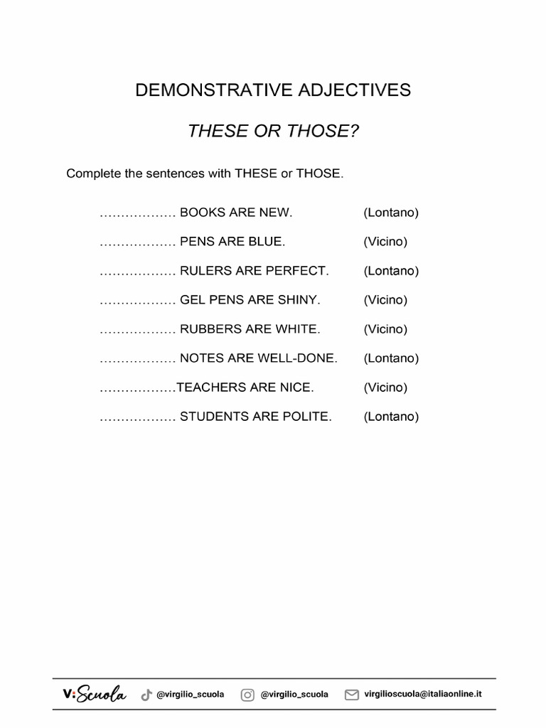 Aggettivi Dimostrativi in Inglese - 2 | PDF