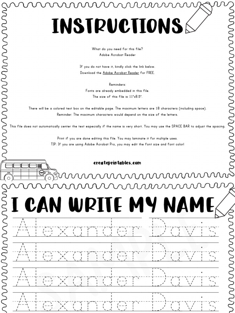 Editable Name Writing Printable | PDF