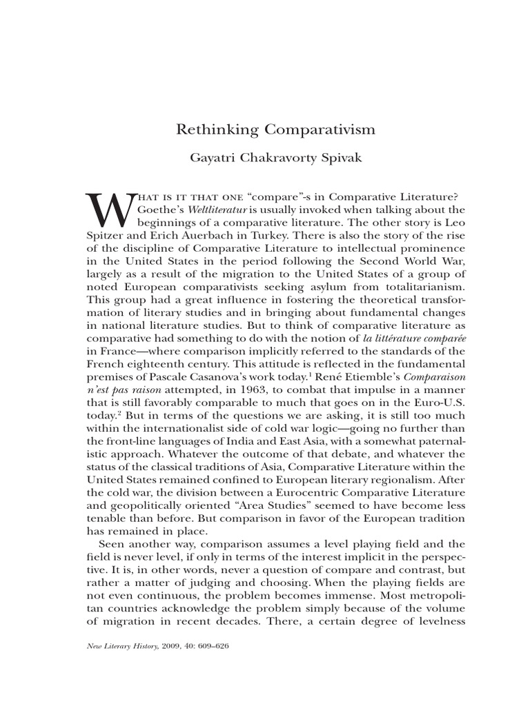 SPIVAK Rethinking Comparativism | PDF | Social Science | Philosophy