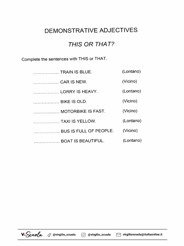 Aggettivi Dimostrativi in Inglese - 1 | PDF