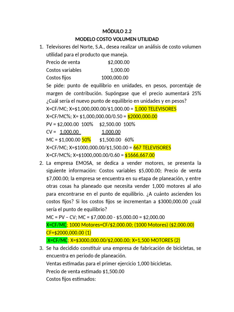 Modelo Costo Volumen Utilidad | PDF | Contabilidad de gestión | Negocios económicos