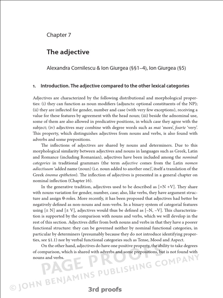 Linguistic Analysis of Adjectives | PDF | Adjective | Verb