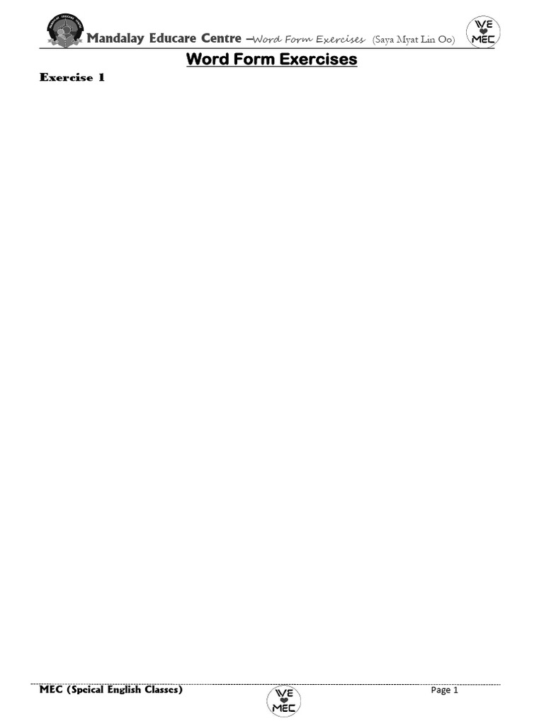 Session 3 Word Form | PDF | Language Arts & Discipline