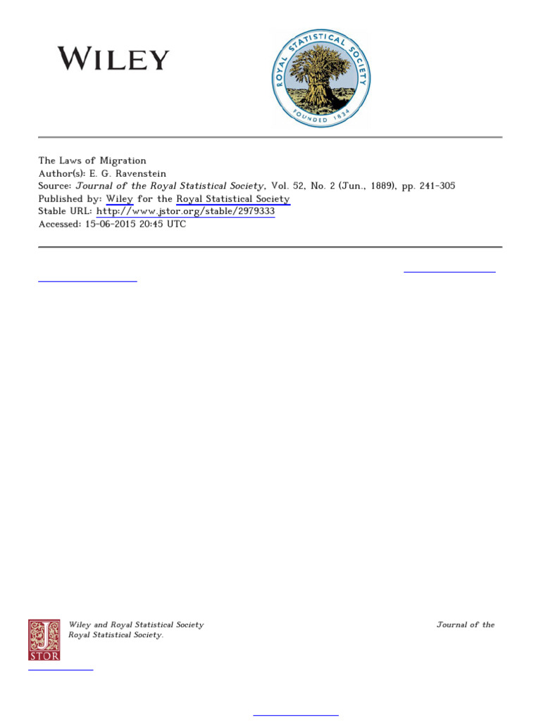 T4.the Laws of Migration Ravenstein | PDF | Prussia | Kingdom Of Prussia