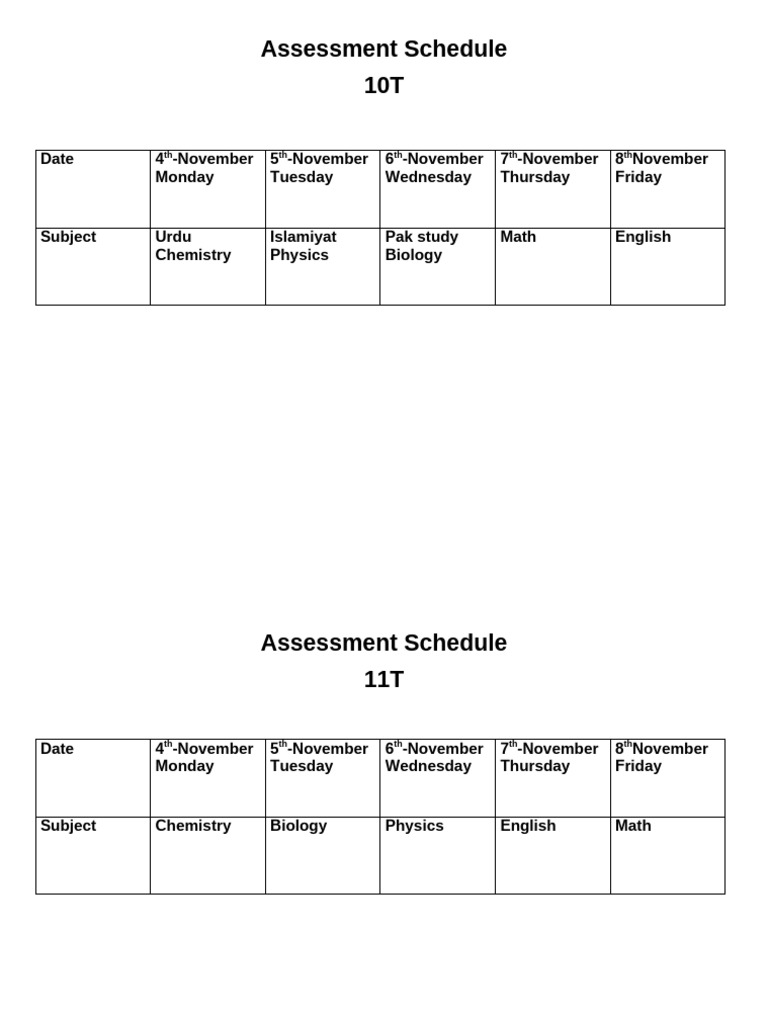 Assessment Schedule | PDF