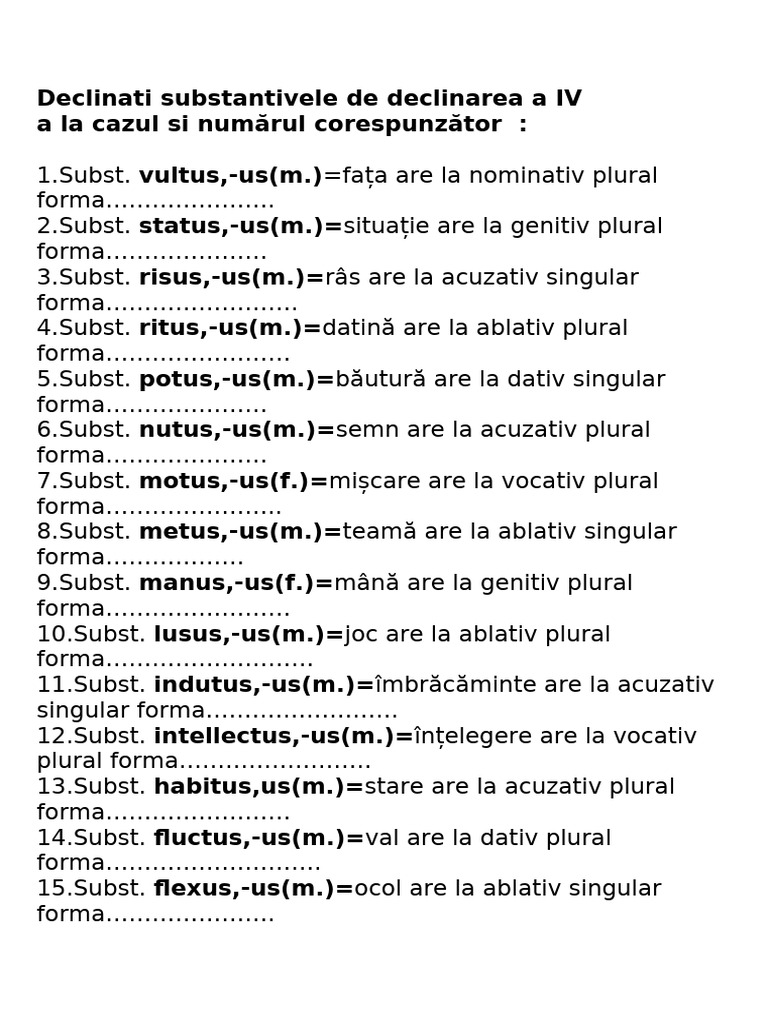 Declinarea IV | PDF | Grammatical Conjugation | Grammatical Number