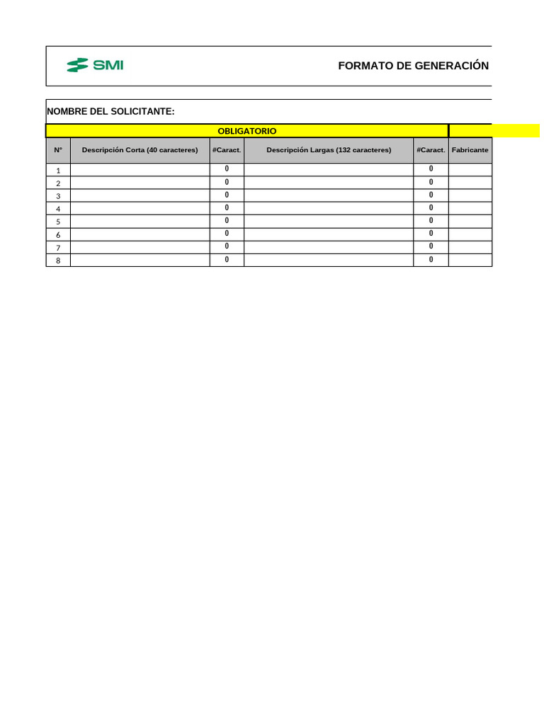 Formato de Creación de Código 2024 | PDF | Litro | Unidades de medida