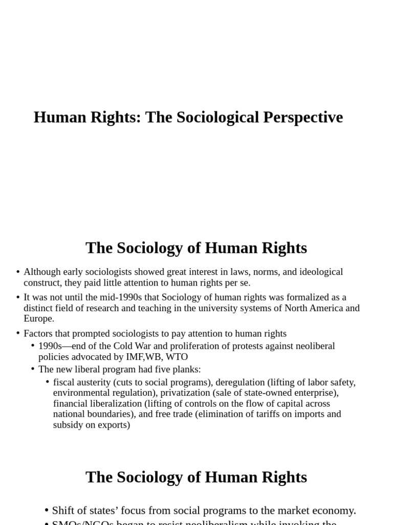 Human Rights The Sociological Perspective | PDF | Sociology | Neoliberalism