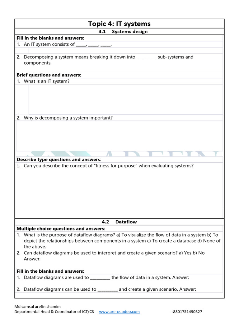 Unit 1 - Chapter 4 - Worksheet | PDF | Information And Communications ...