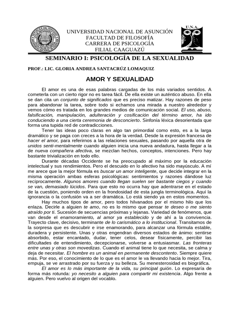 Amor y Sexualidad | PDF | Amor | La sexualidad humana