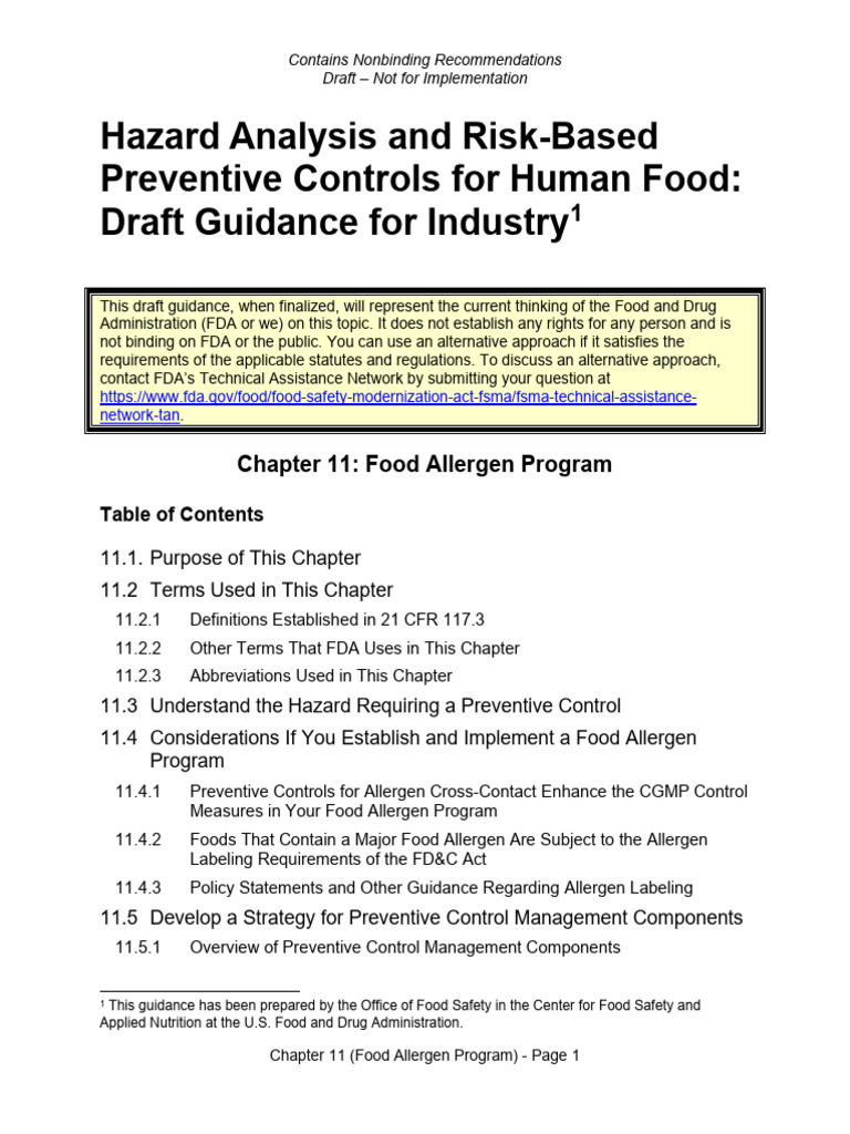 Hazard Analysis and Risk-Based Preventive Controls For Human Food ...