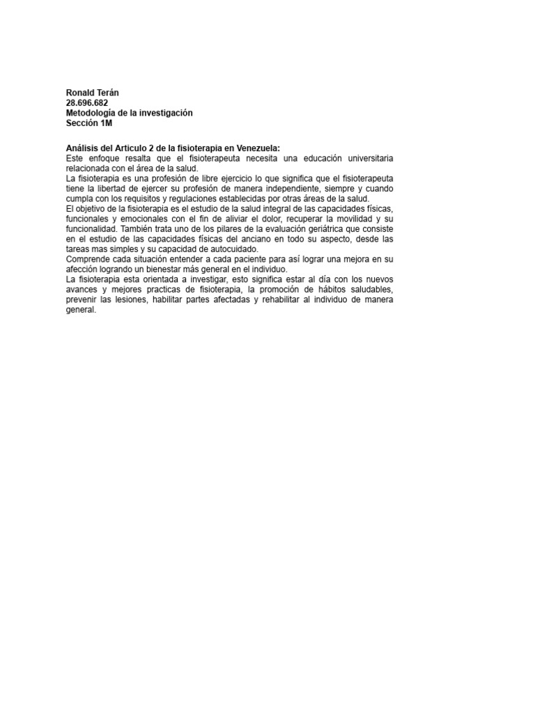 Ronald Terán - Análisis. Art. 2 | PDF