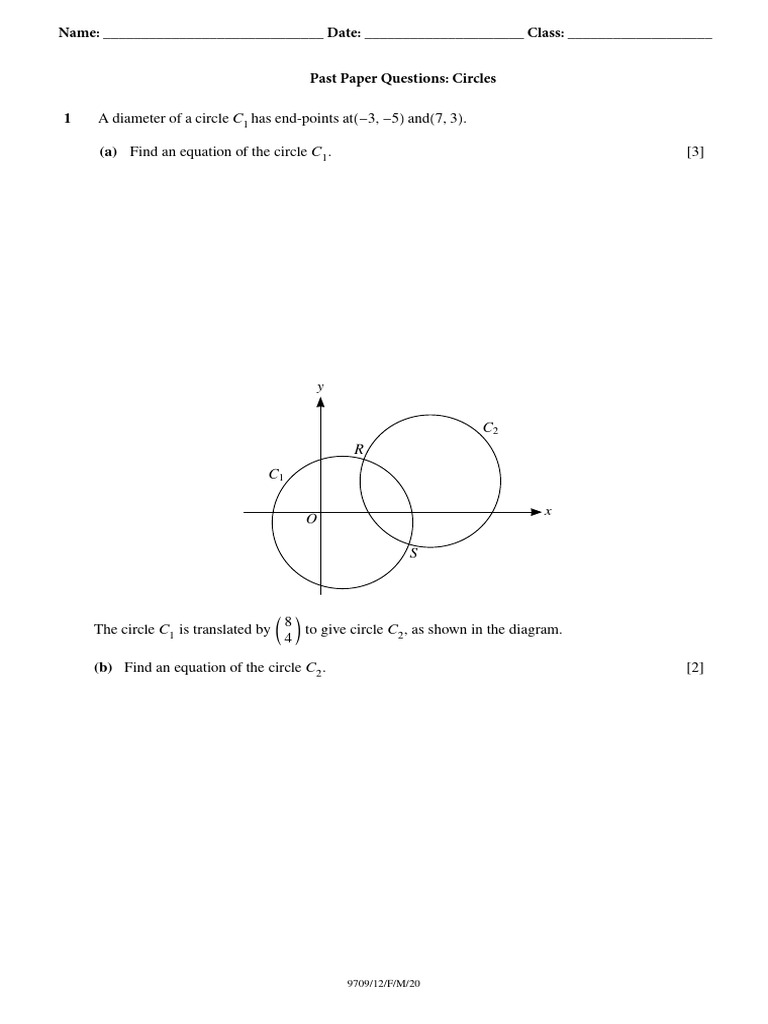 AS Level Circles Past Paper Collection | PDF | Circle | Tangent