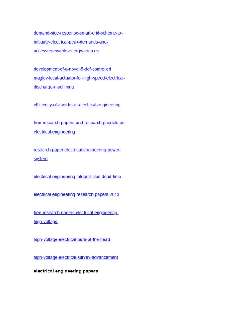 Electrical Engineering Research Papers Free Technology, Ieee Paper ...
