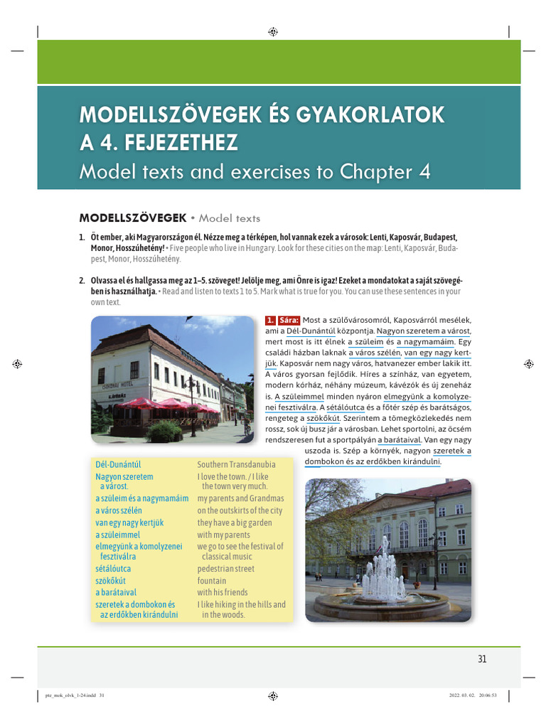 A Hely, Ahol Élünk - Modellszövegek | PDF