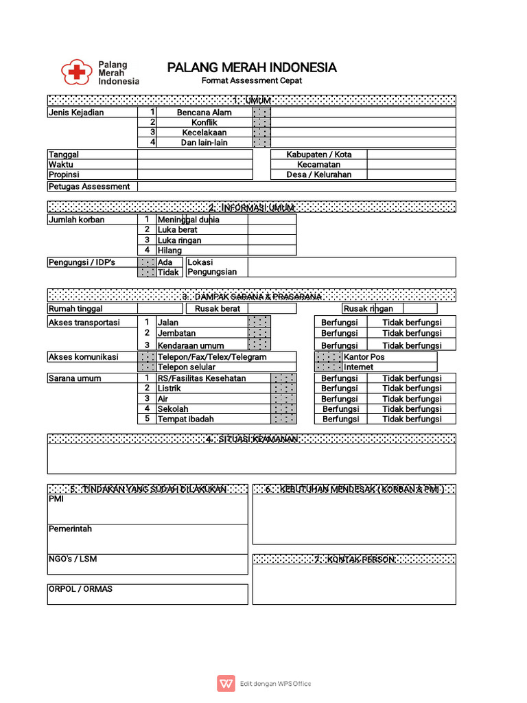 Format Assessment Bencana PMI | PDF