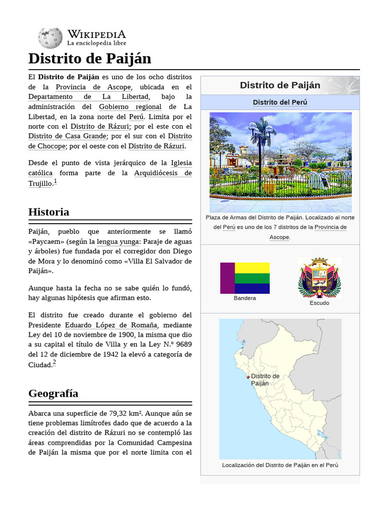 Distrito de Paiján: Historia y Ubicación | PDF
