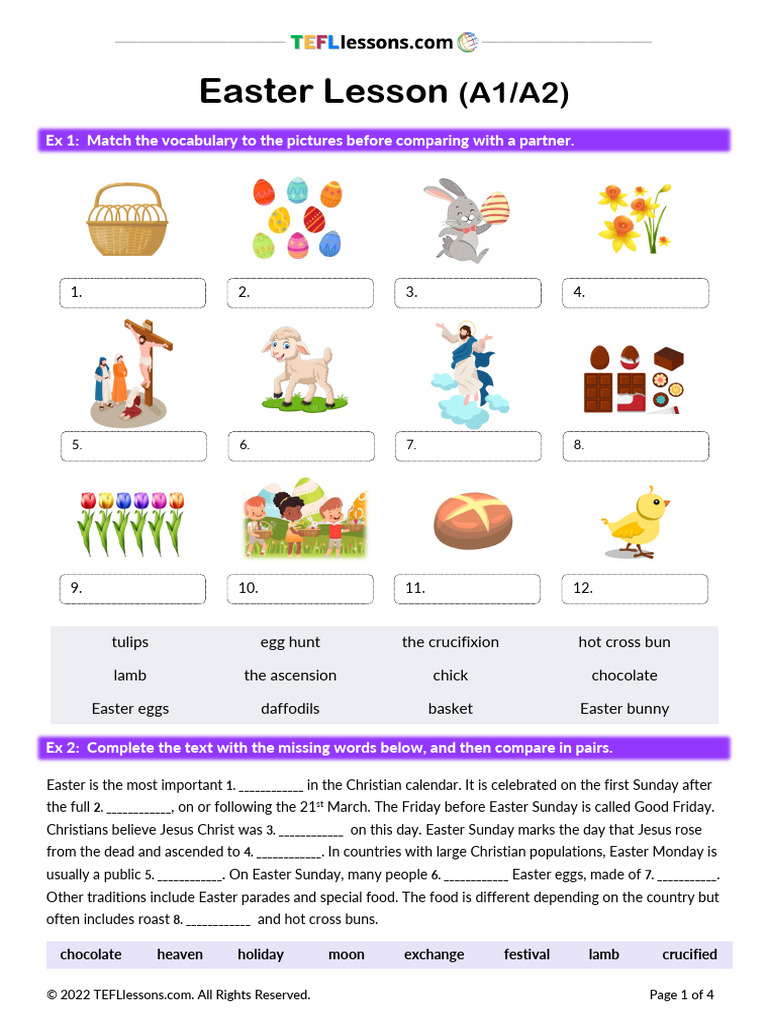 Easter Lesson Plan for A1/A2 Students | PDF | Easter | Easter Egg