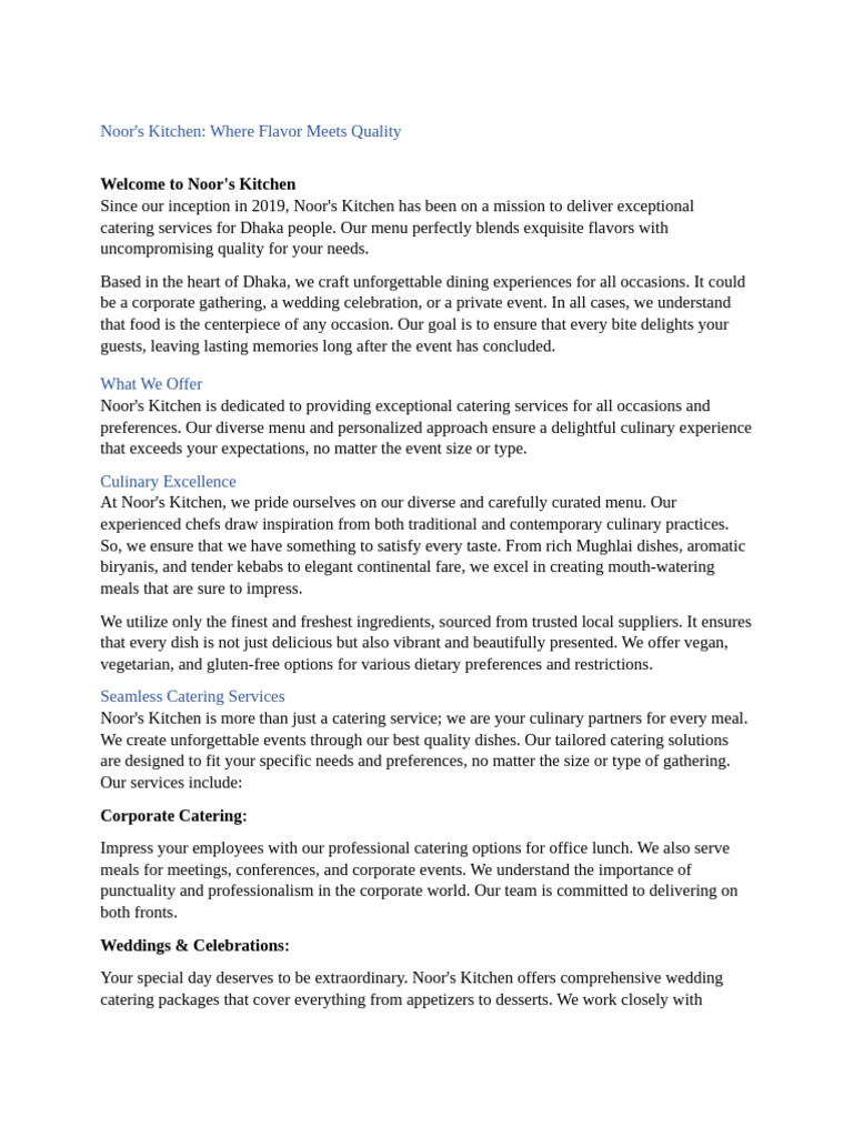 Noor's Kitchen | PDF | Menu | Meal