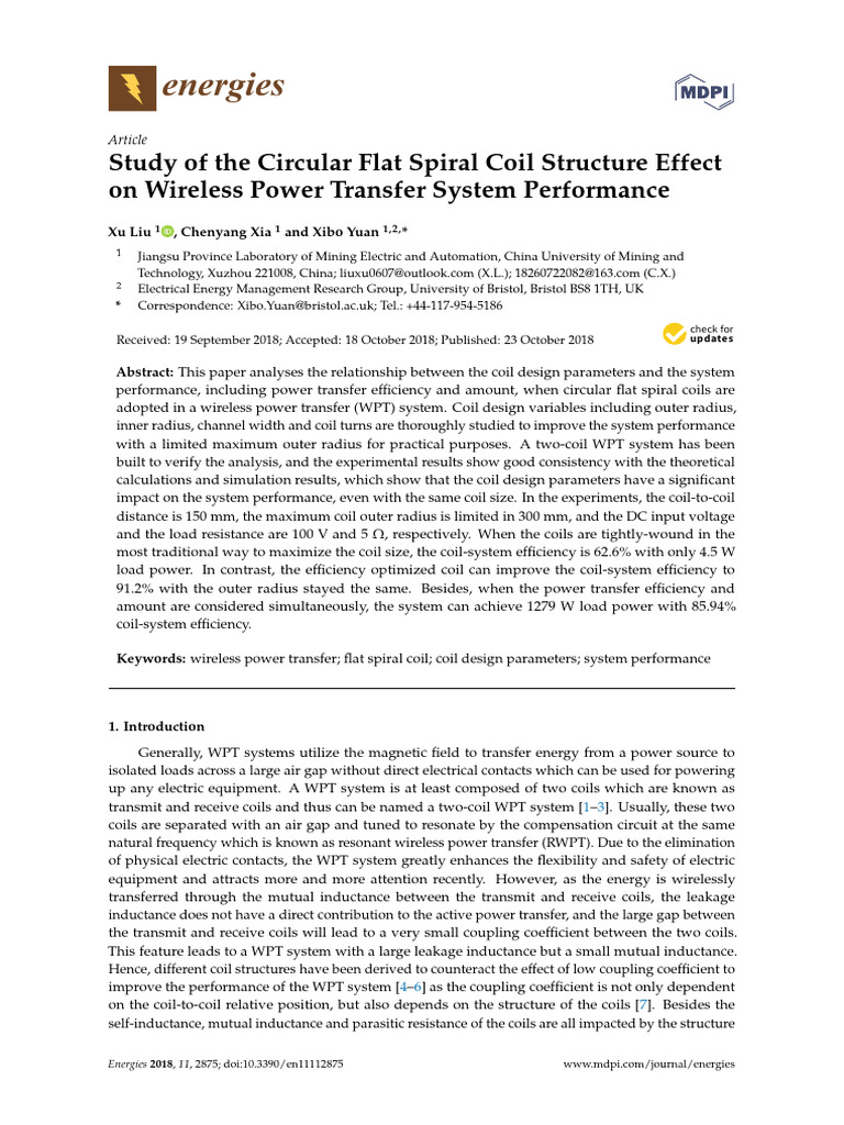 Study of The Circular Flat Spiral Coil Structure Effect On Wireless ...