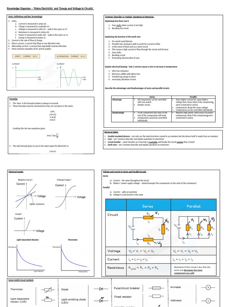 2a. Mains Electricity and Energy and Voltage in Circuits | PDF ...
