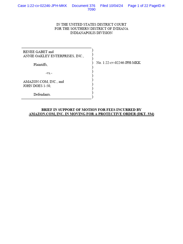 Amazon Brief in Support of Motion For Attorney Fees | PDF | Deposition ...