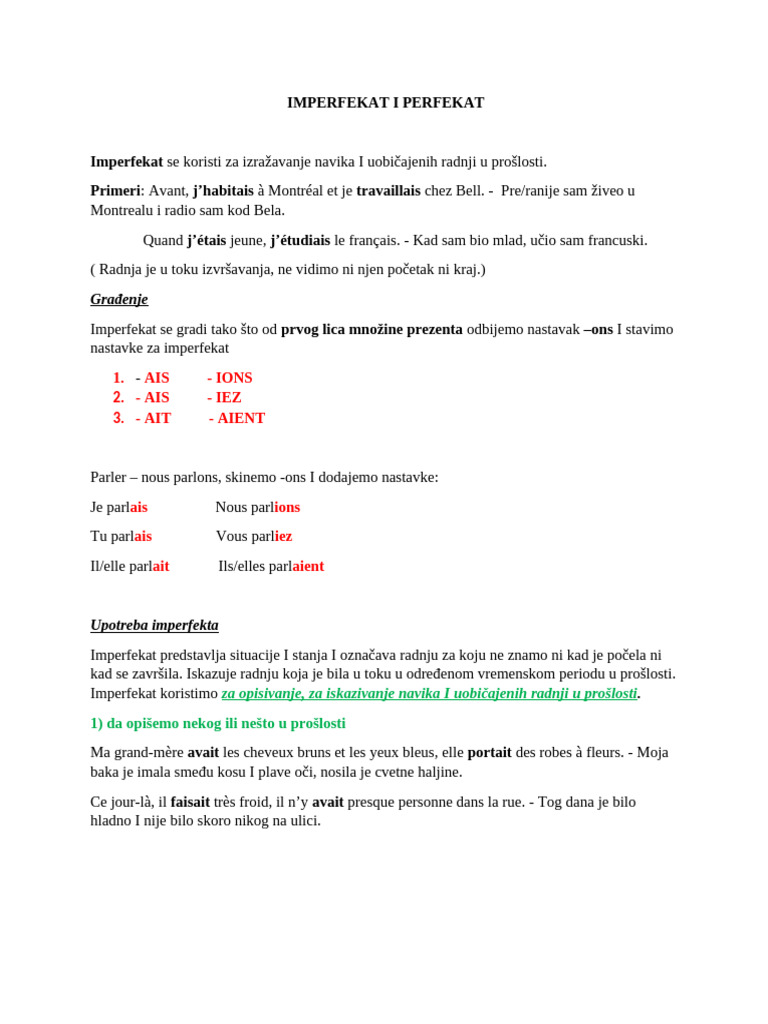 Perfekat I Imperfekat | PDF