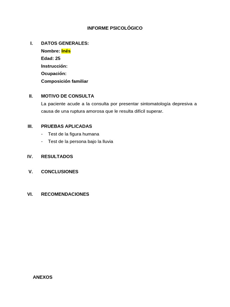 Ejemplo de Informe | PDF | Timidez | Sicología