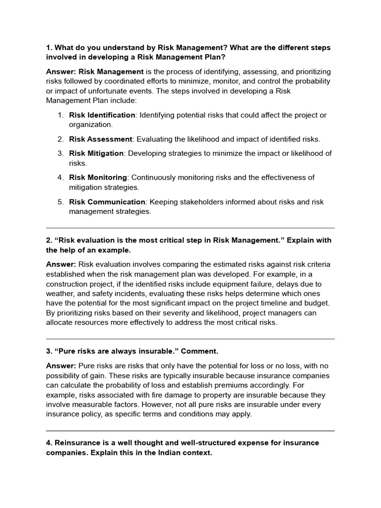 Risk Management and Insurance Overview | PDF | Insurance | Reinsurance