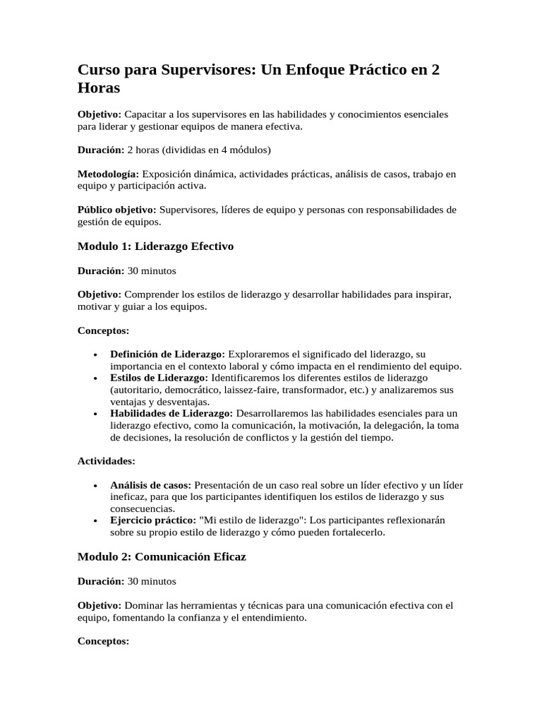 Curso Práctico para Supervisores | PDF | Liderazgo | Evaluación