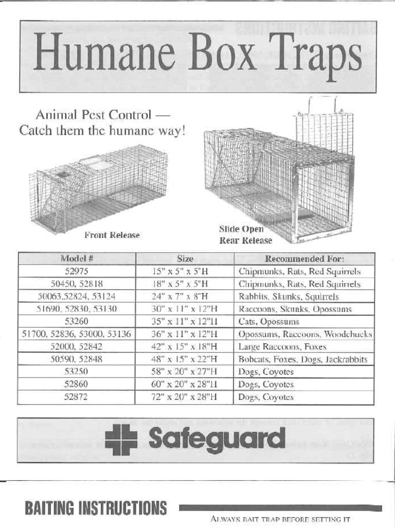 Safeguardhumane Box Trap Instructions | PDF