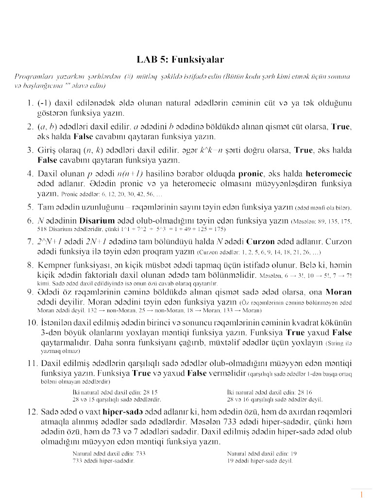 Python Funksiya 2024-Tələbə | PDF