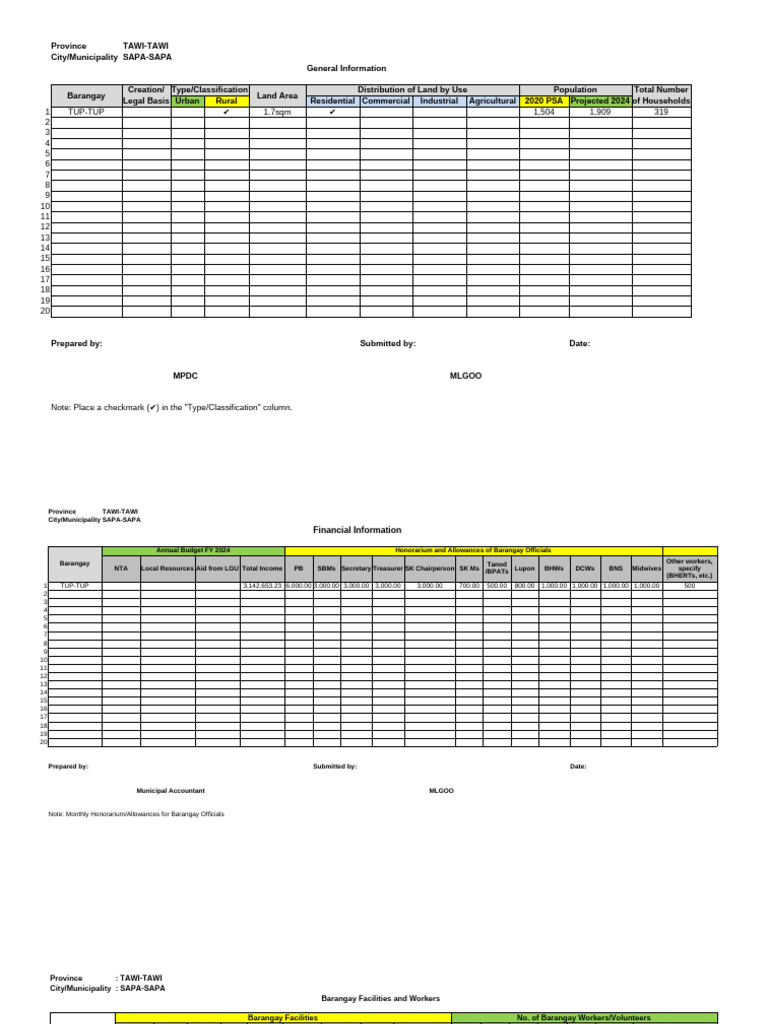 Template - Barangay Profile | PDF