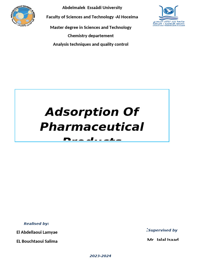 Adsorption of Pharma. Products | PDF | Adsorption | Water Pollution