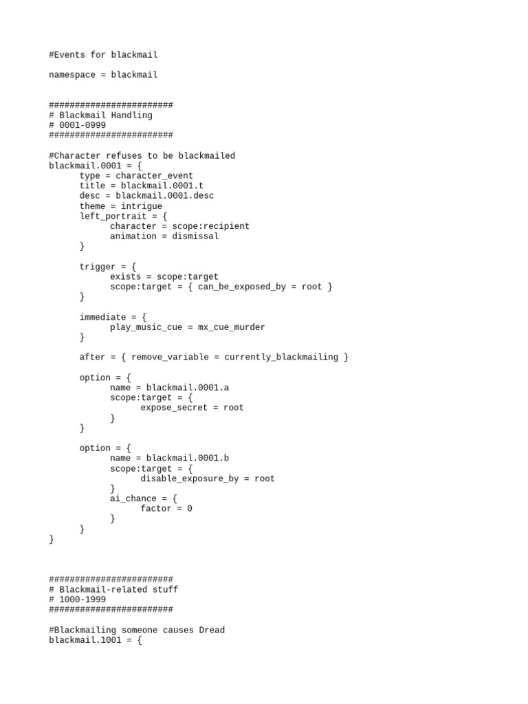Blackmail Events | PDF