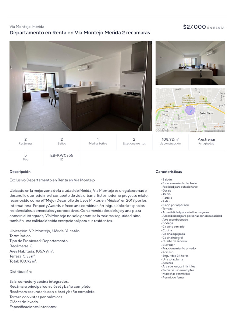 Departamento de 2 Recámaras en Vía Montejo | PDF | Cocina | Inicio