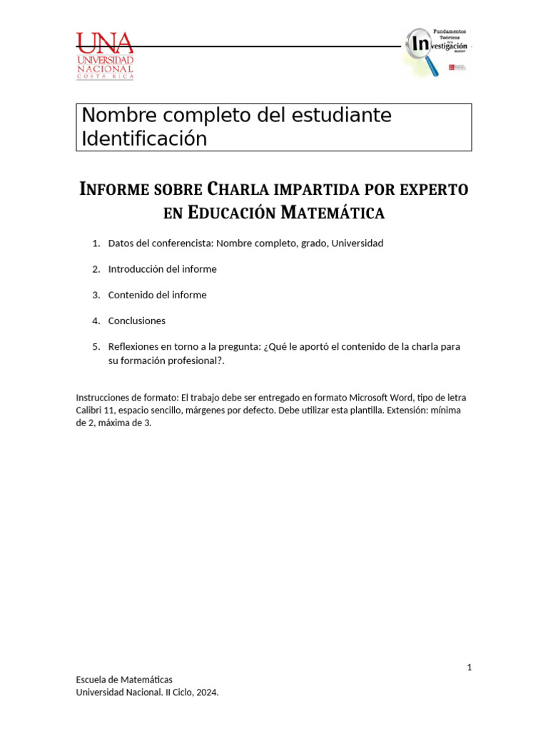 Plantilla para Informe Charla | PDF | Crecimiento personal y profesional