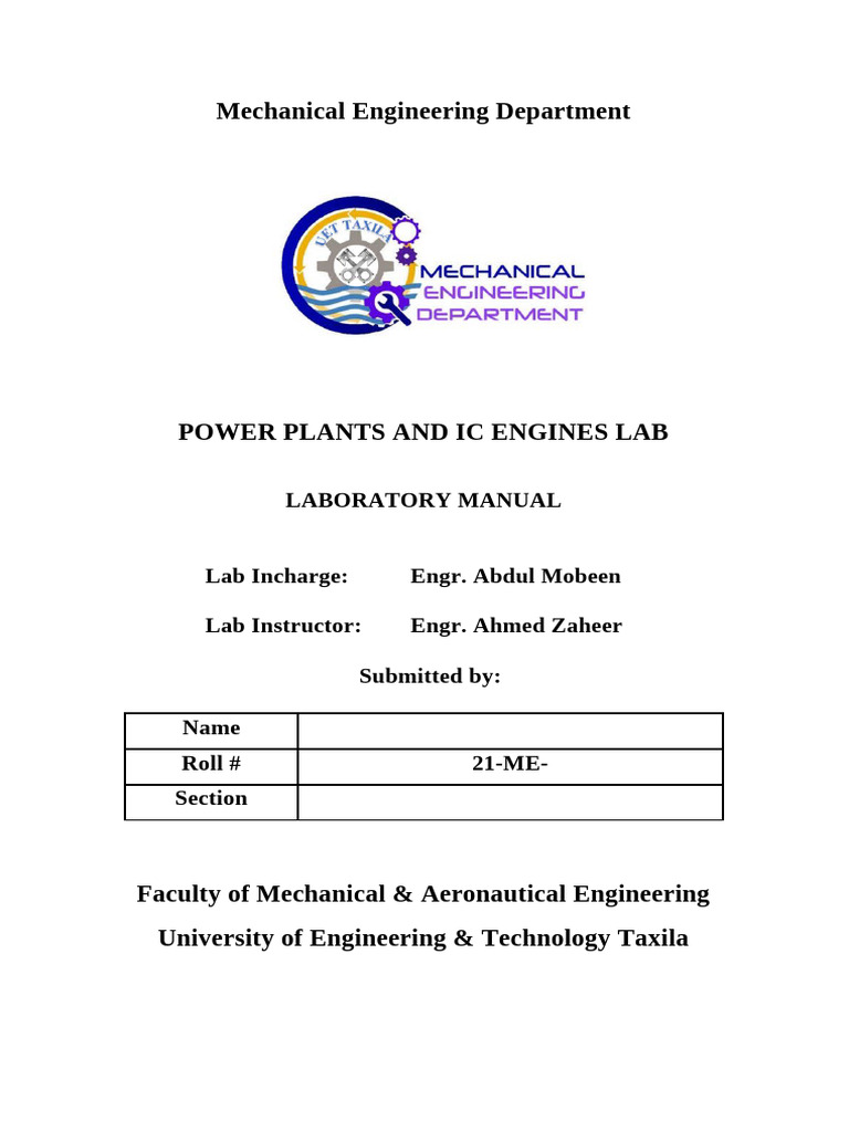 Title Page - PP & IC Engines Lab | PDF
