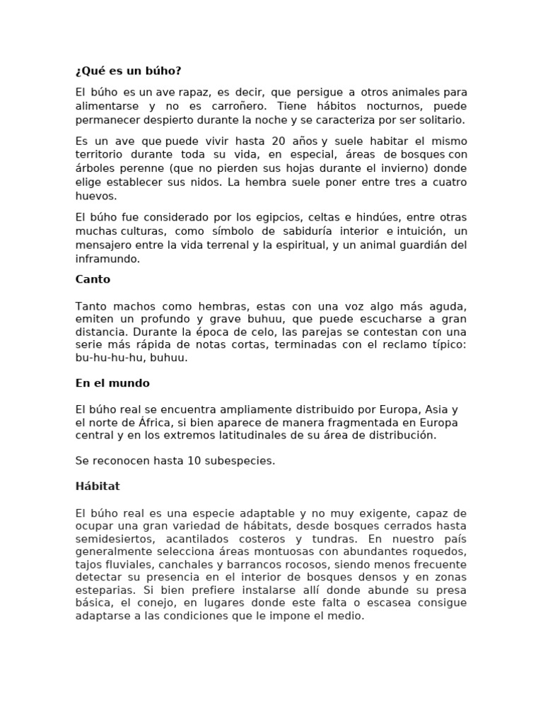Qué Es Un Búho | PDF | Aves | Aves holarctic