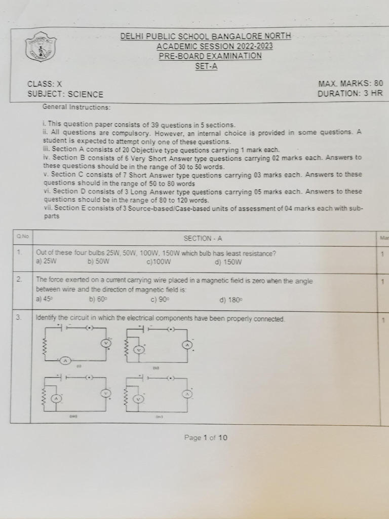 Science Pre Board | PDF