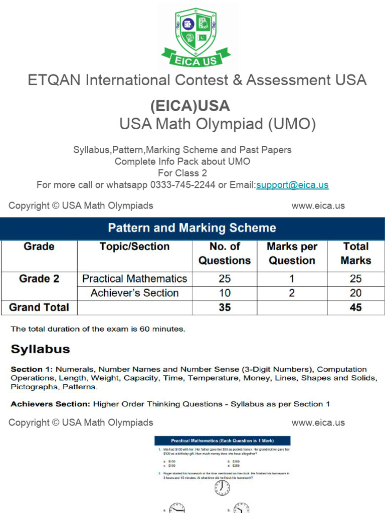 Info Pack for UMO Grade 2 | PDF