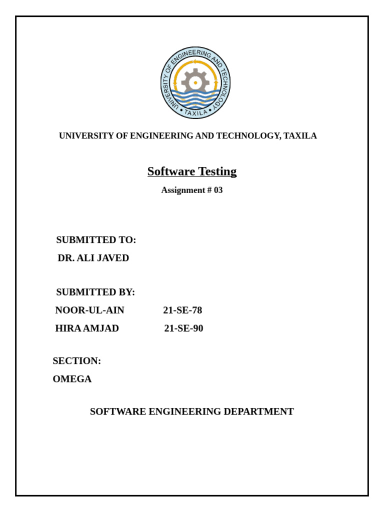Stassignment03 Pdf Software Testing Computing 2483