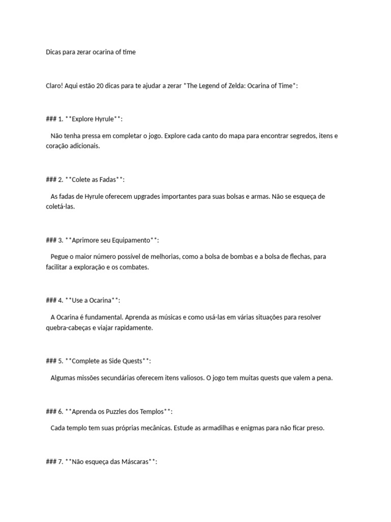 Dicas para zerar Ocarina of Time | PDF | A Lenda de Zelda