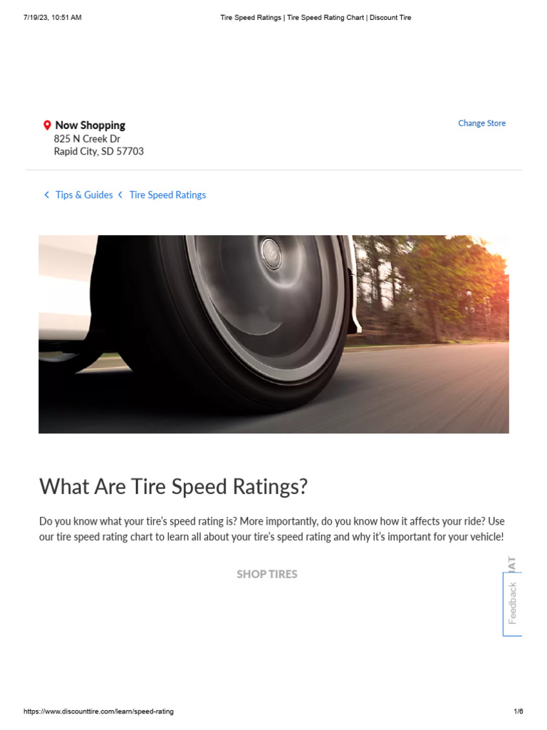 Tire Speed Ratings - Tire Speed Rating Chart - Discount Tire | PDF ...