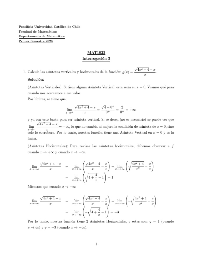 Prueba Cálculo I | PDF | Función (Matemáticas) | Funciones y mapeos