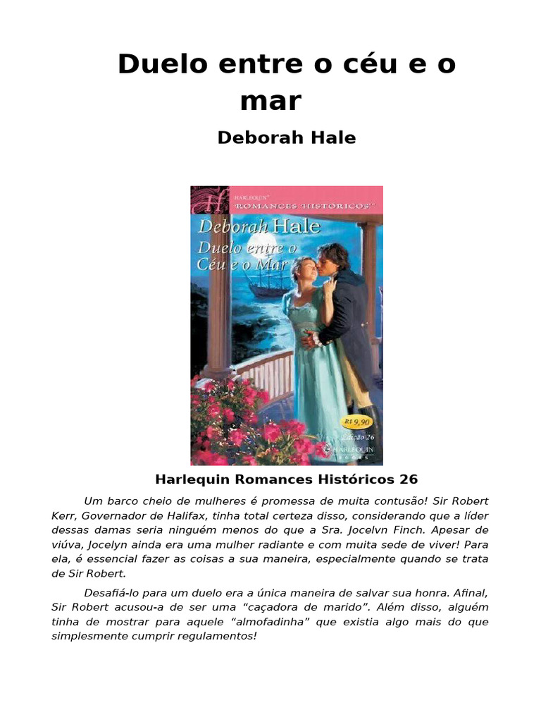 Deborah Hale - Duelo Entre o Céu e o Mar (Rom Historicos 26) | PDF ...